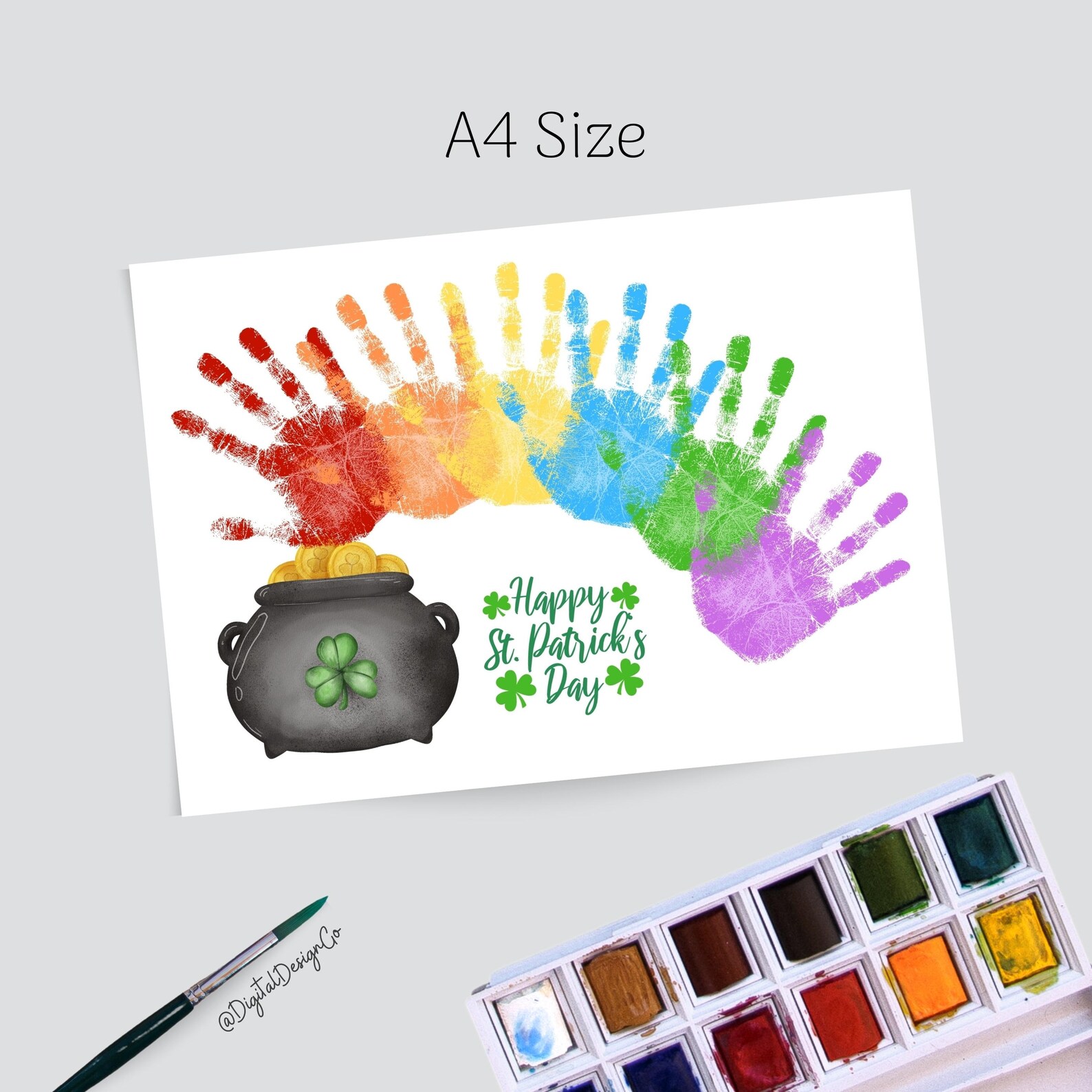 St. Patricks Day Handprint Art, Rainbow Handprint Craft, Kids Baby ...