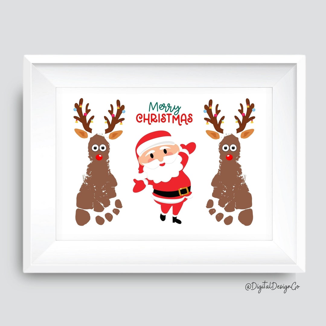 Christmas Reindeer Footprint Art, Merry Christmas, Reindeer Footprint ...