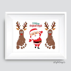 Christmas Reindeer Footprint Art, Merry Christmas, Reindeer Footprint ...