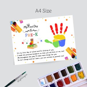 First Day of Pre-k Handprint Art, Back to School Sign Handprint Craft ...