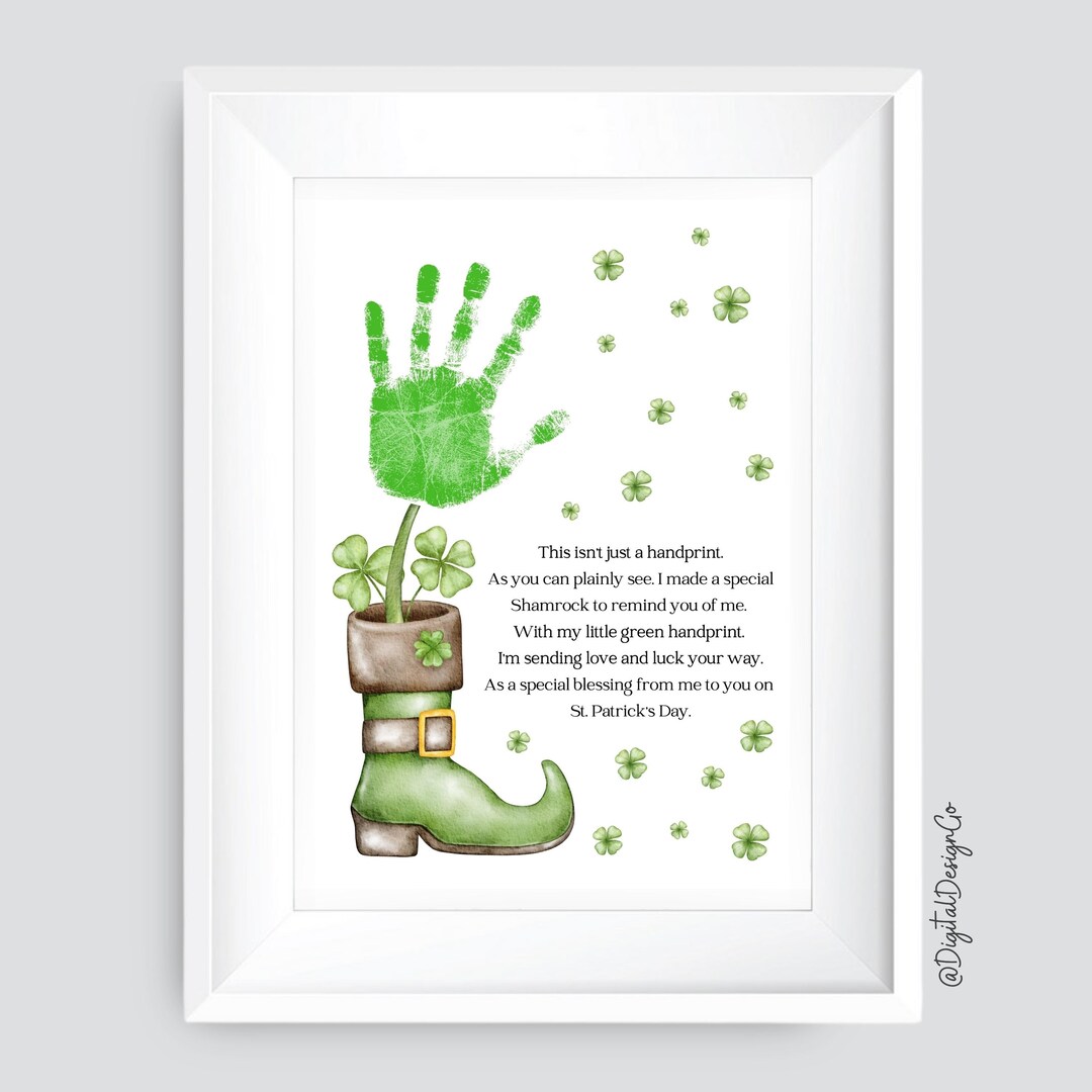 Shamrock Poem, St. Patrick's Day Craft, Shamrock Handprint Art Craft ...