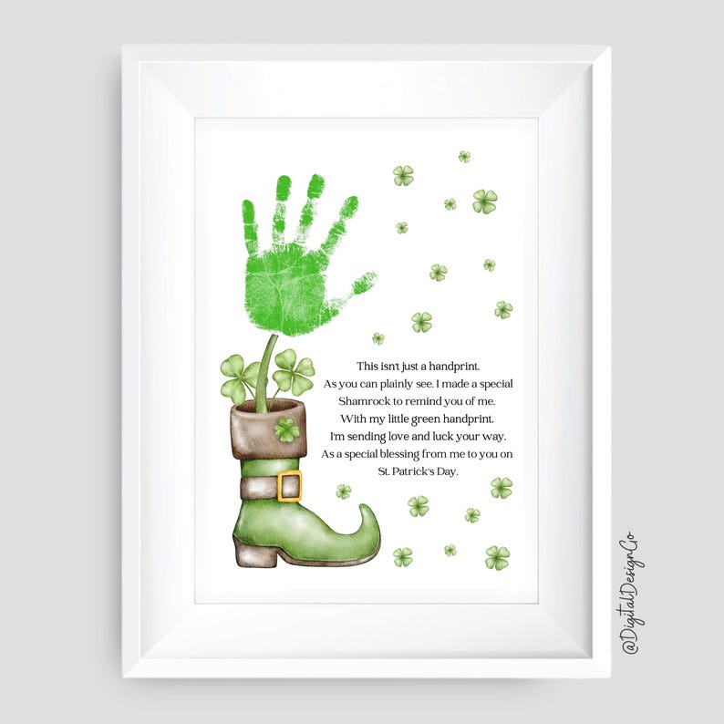 Shamrock Poem, St. Patrick's Day Craft, Shamrock Handprint Art Craft ...