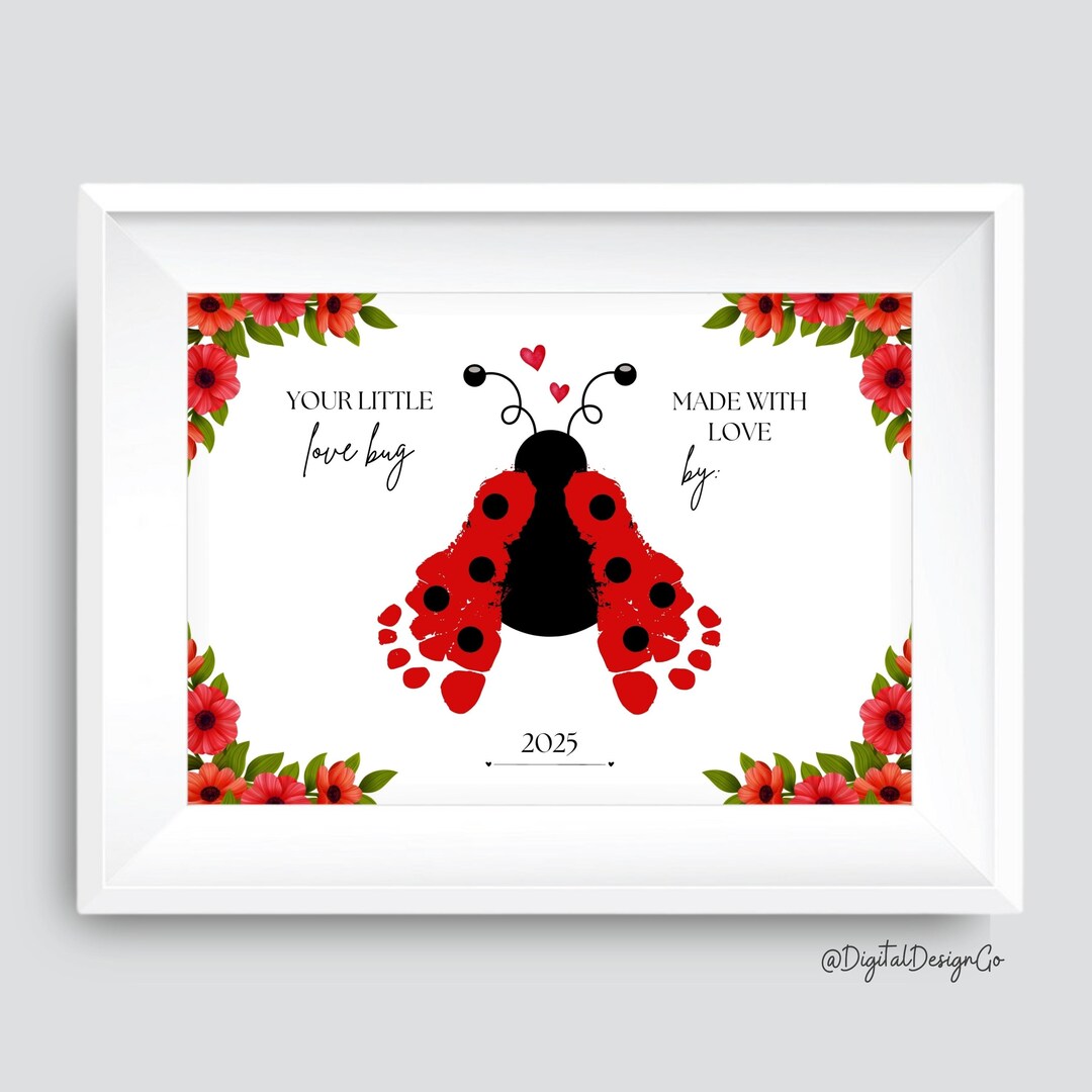 Love Bug Handprint Footprint Art, Valentines Day Footprint Craft, Kids ...