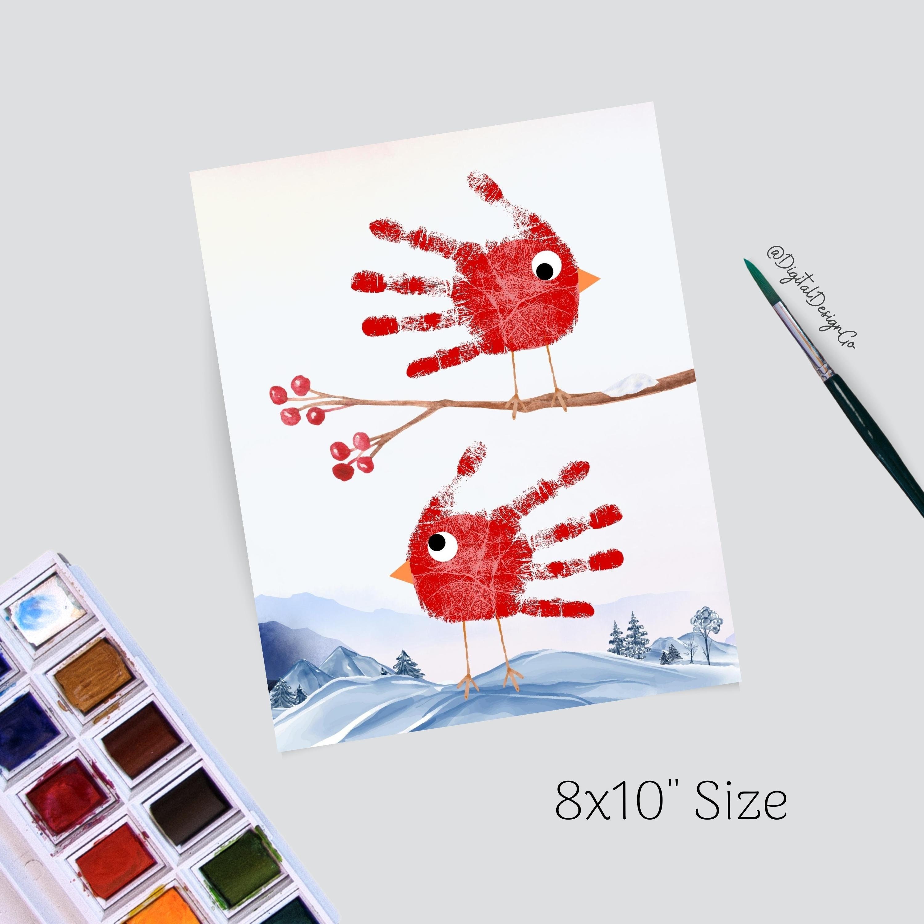 Cardinal Birds Handprint Art Winter Handprint Craft - Etsy