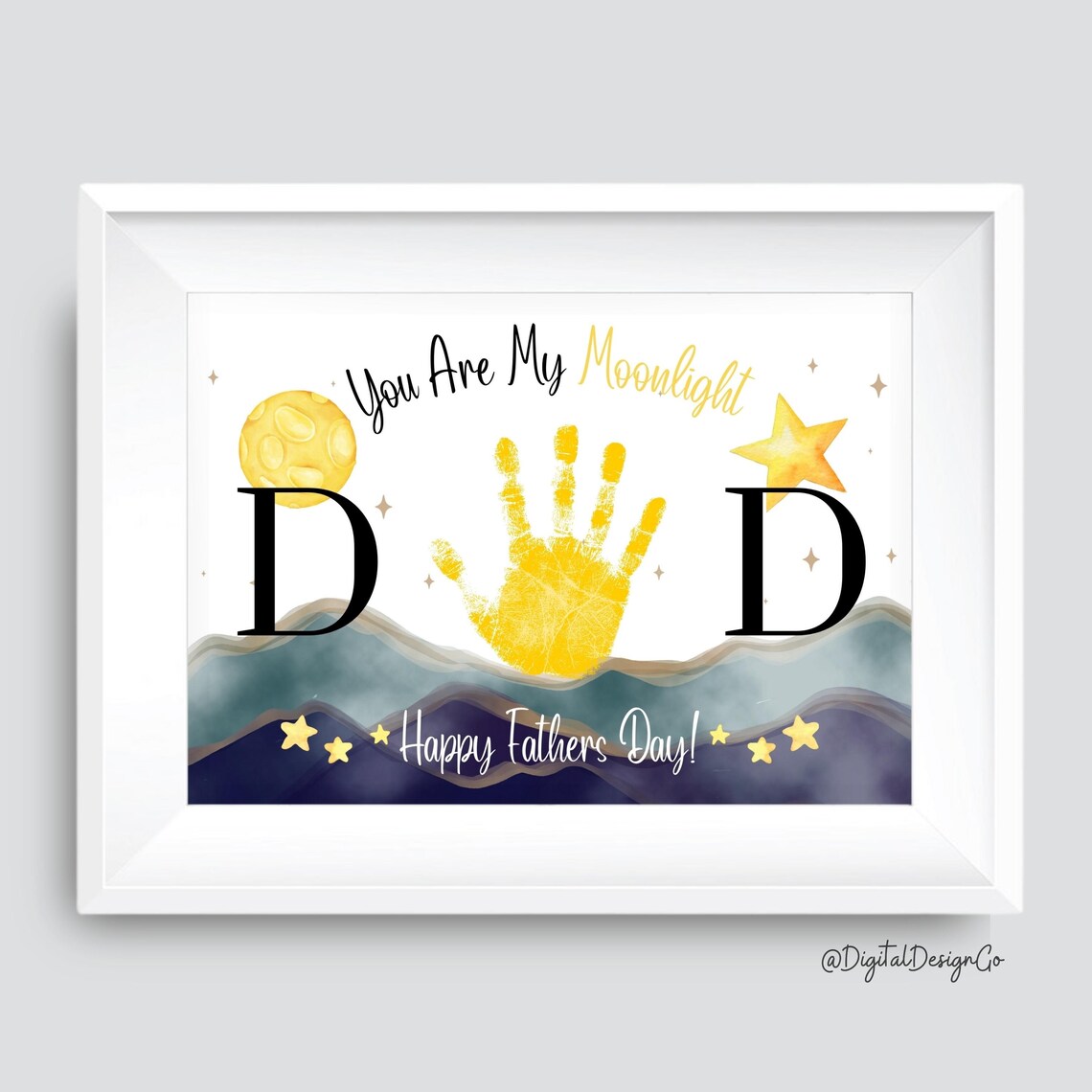 Handprint Art for Father's Day, You Are My Moonlight Dad, Easy DIY From ...