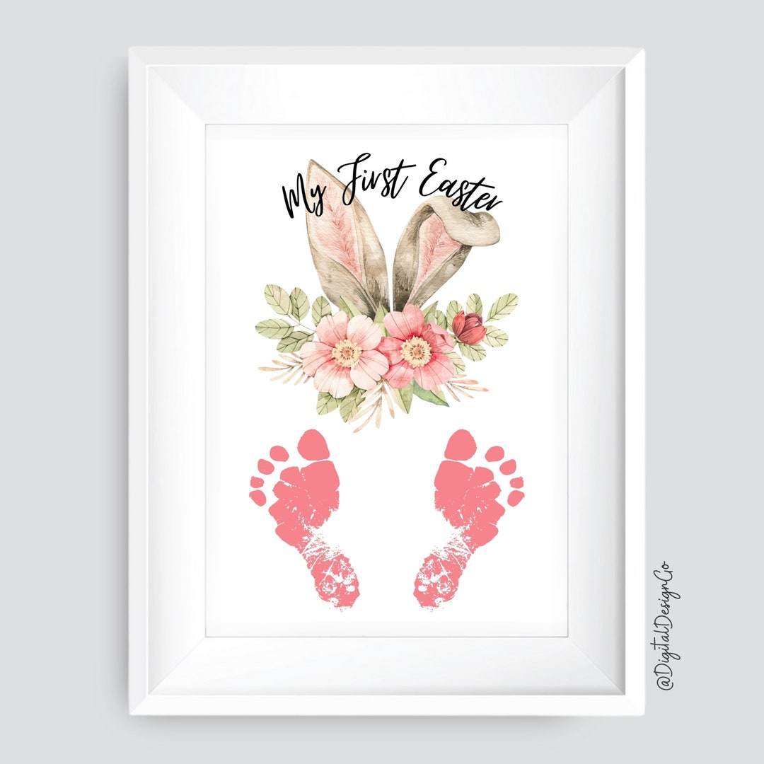 My First Easter, Baby Footprint Art Craft, Easter Bunny Craft, Cute ...