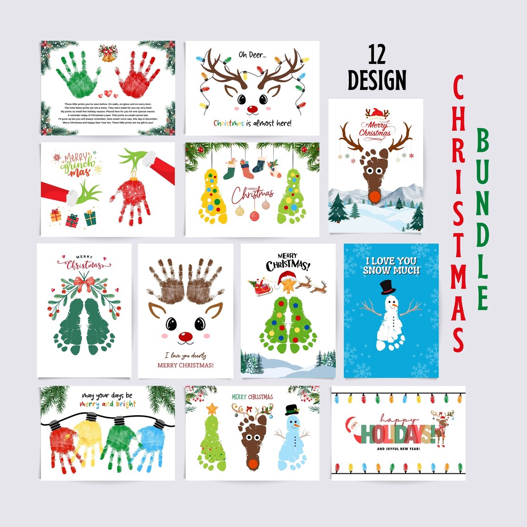 Christmas Handprint Footprint Art Craft, Christmas Bundle, Kids Baby ...