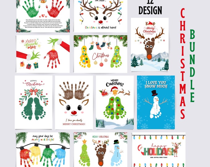 Christmas Handprint Footprint Art Craft, Christmas Bundle, Kids Baby ...