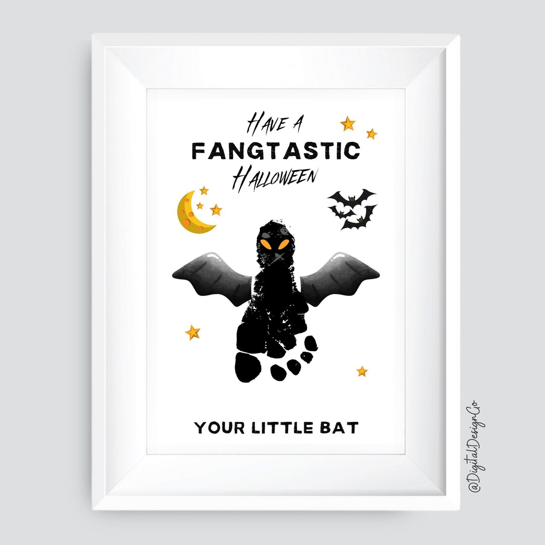 Have a Fangtastic Halloween, Your Little Bat, Halloween Footprint, Bat ...