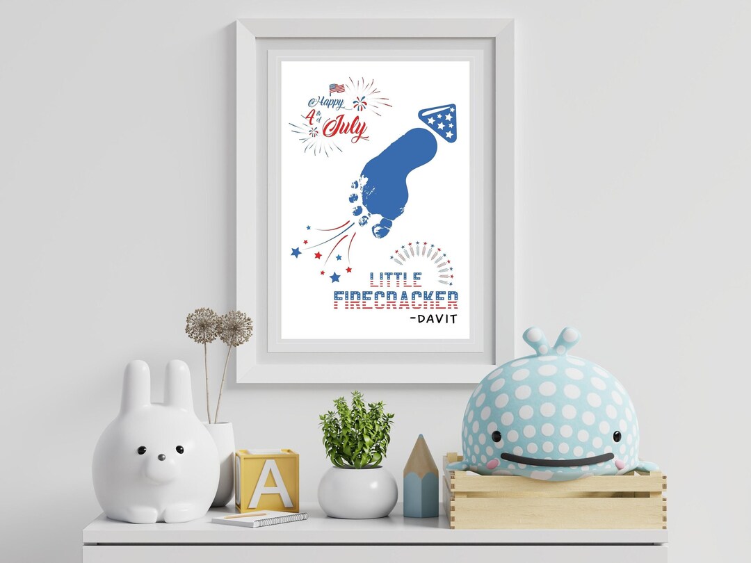 Little Firecracker Footprint Art, 4th of July Footprint Craft ...