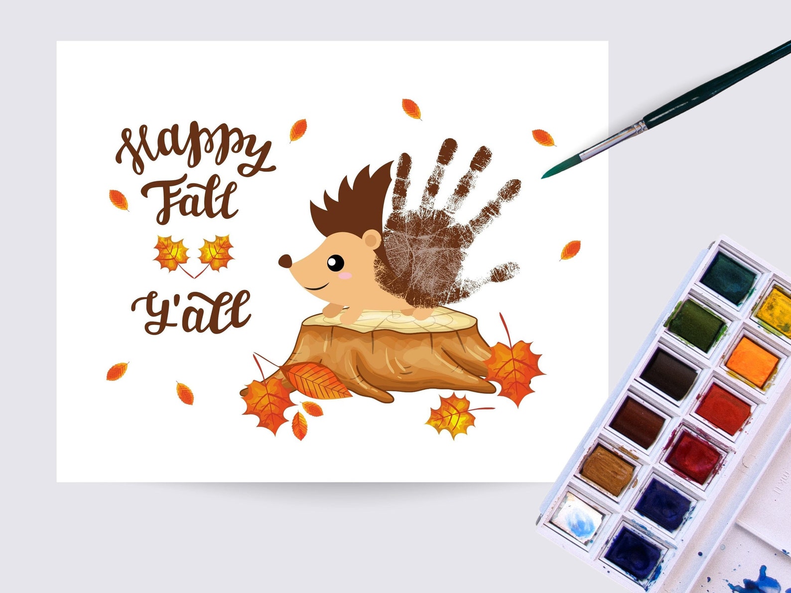 Hedgehog Handprint Art Happy Fall Y'all Handprint Craft - Etsy