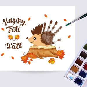 Hedgehog Handprint Art Happy Fall Y'all Handprint Craft - Etsy