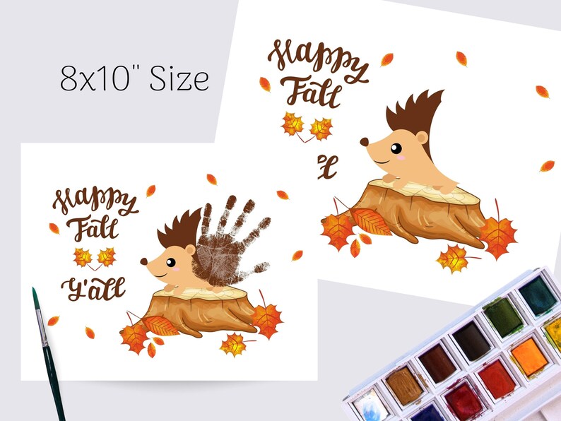 Hedgehog Handprint Art Happy Fall Y'all Handprint Craft - Etsy