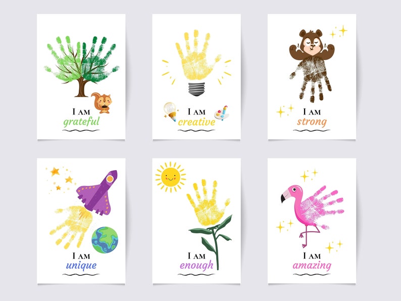15 Affirmation and Inspirational Handprint Art Craft, Happy Smart Kind ...