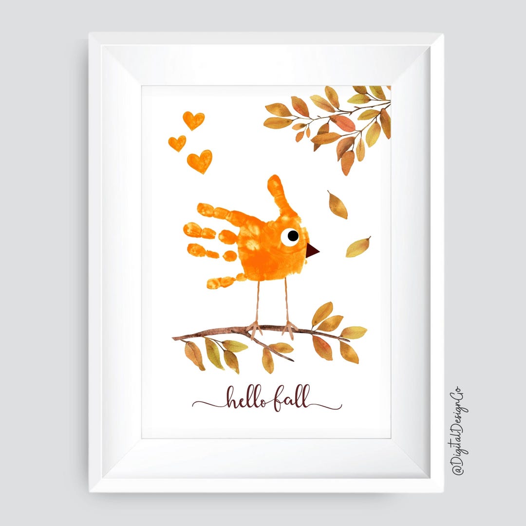 Fall Handprint Art / Hello Fall / Autumn Season / Bird Handprint Craft ...