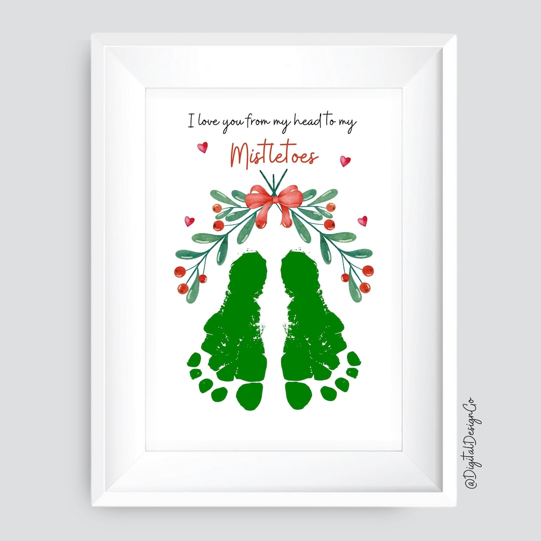 Mistletoe Footprint Art Craft, Baby Toddler, Holiday Christmas, DIY ...