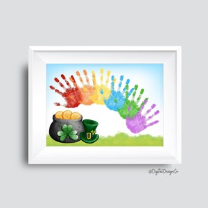 St Patrick's Day Handprint Footprint Art Craft, Rainbow Handprint Craft ...