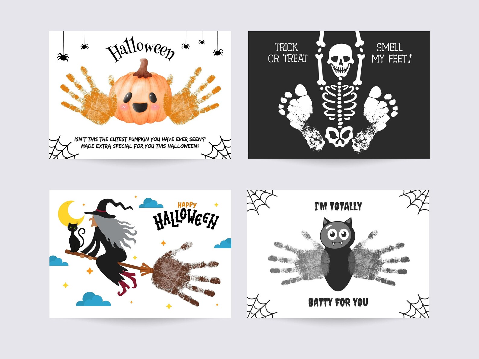 Halloween Handprint Footprint Fingerprint Craft Bundle - Etsy