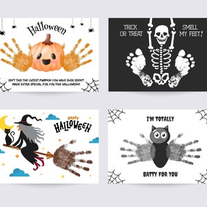 Halloween Handprint Footprint Fingerprint Craft Bundle, Halloween ...