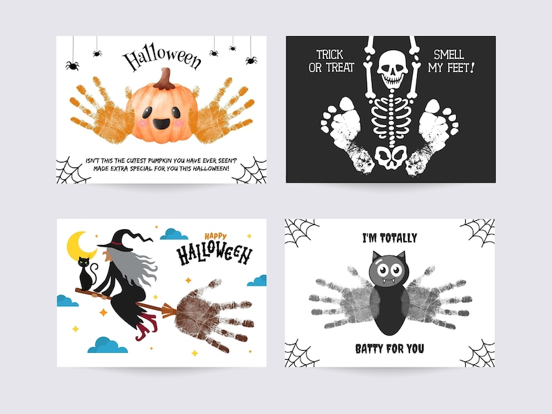 Halloween Handprint Footprint Fingerprint Craft Bundle - Etsy