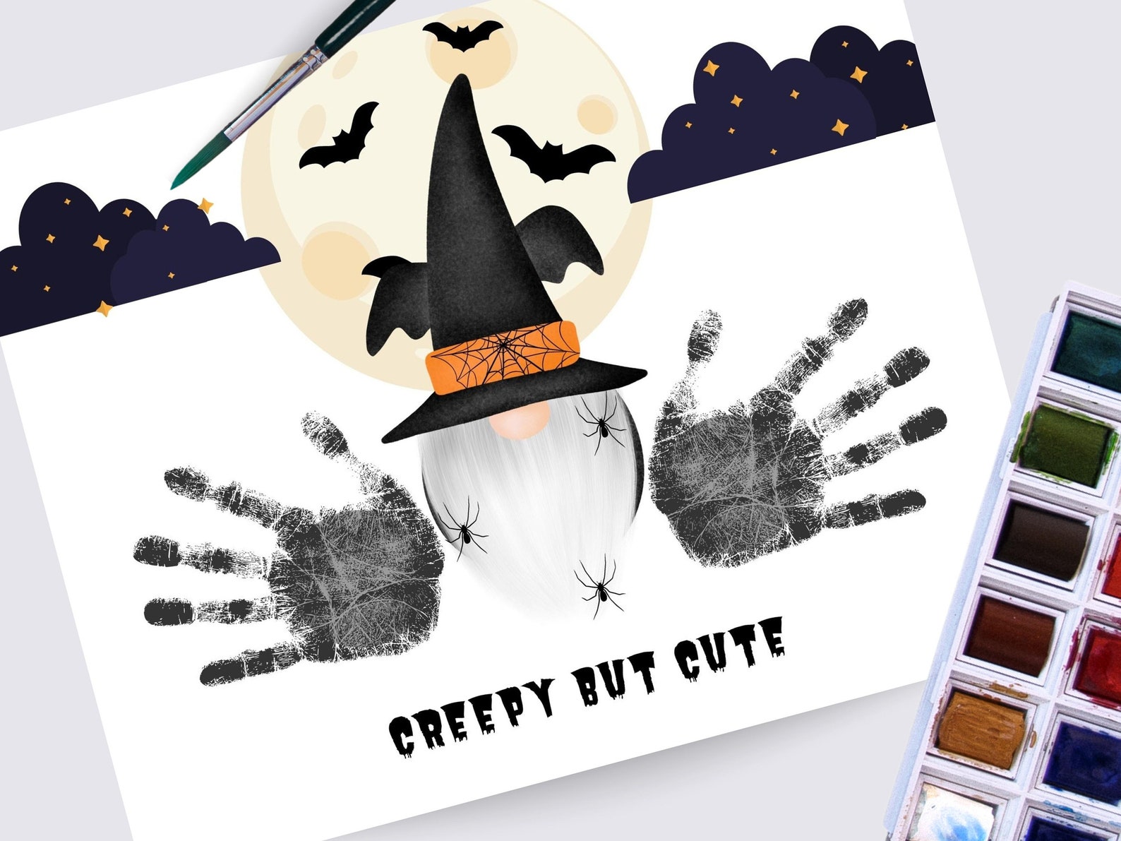 Halloween Handprint Art Creepy but Cute Handprint Craft Kids - Etsy