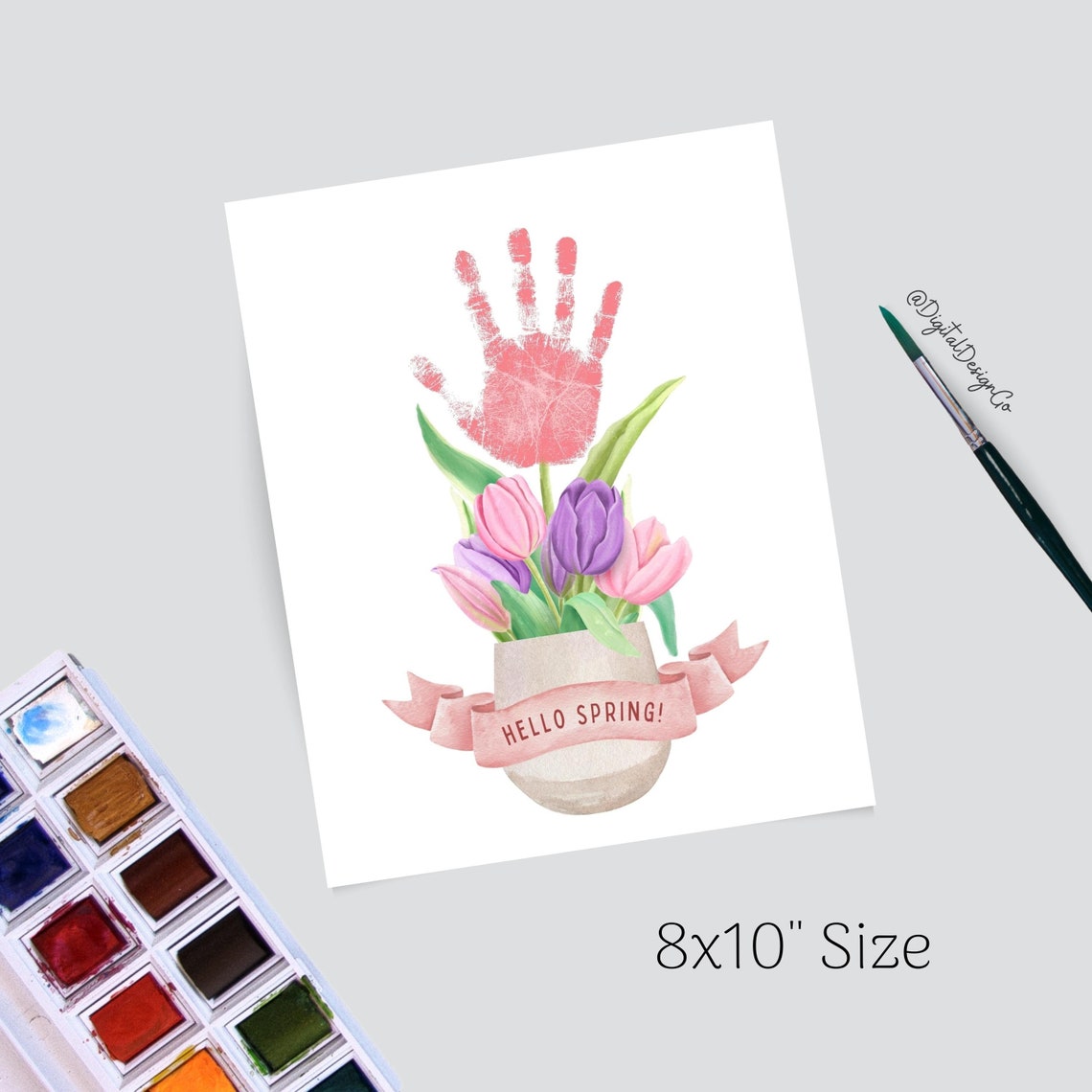 Spring Handprint Art Craft, Hello Spring, Tulip Handprint Craft for ...