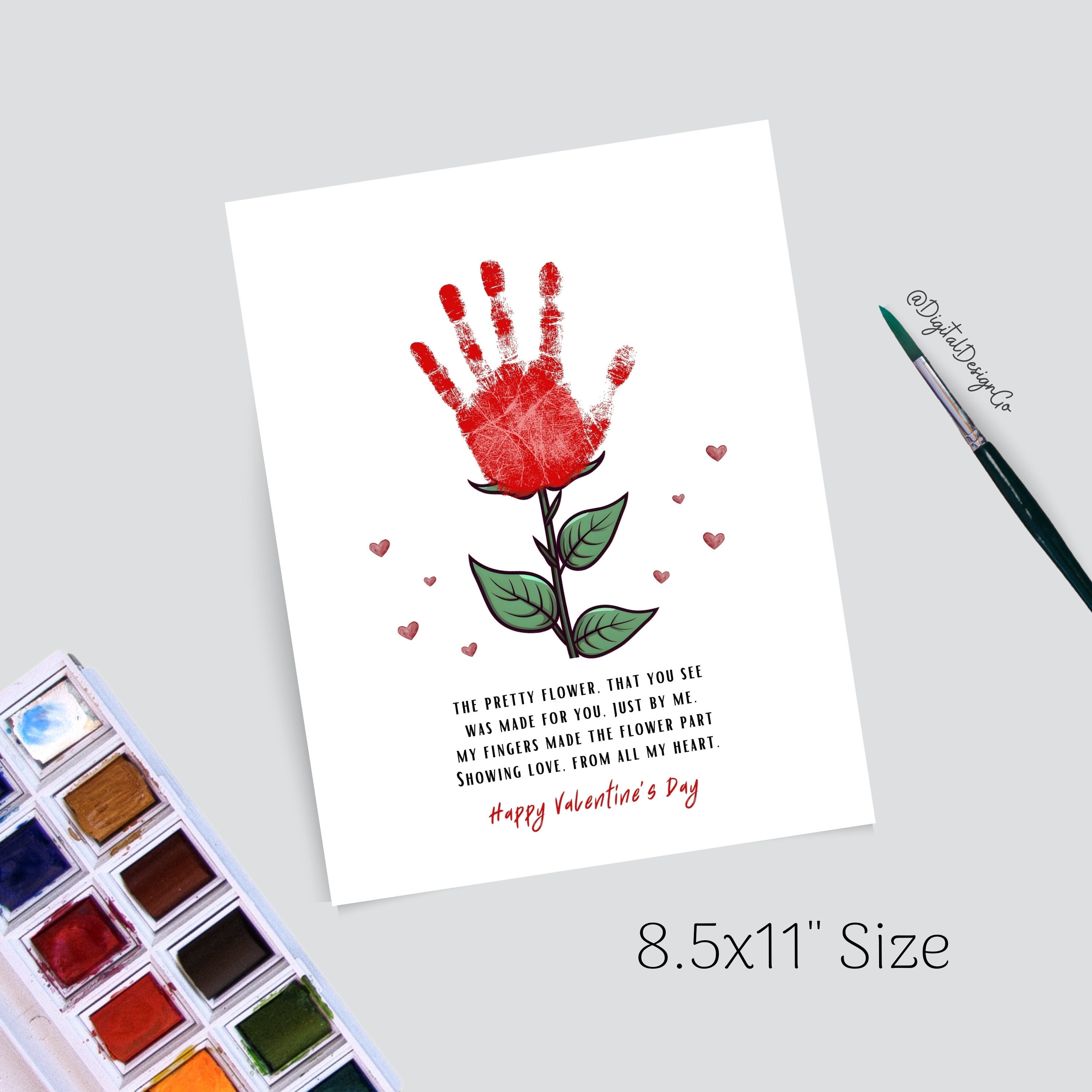 Flower Handprint Art Craft, Rose Handprint, Valentine's Day Handprint ...