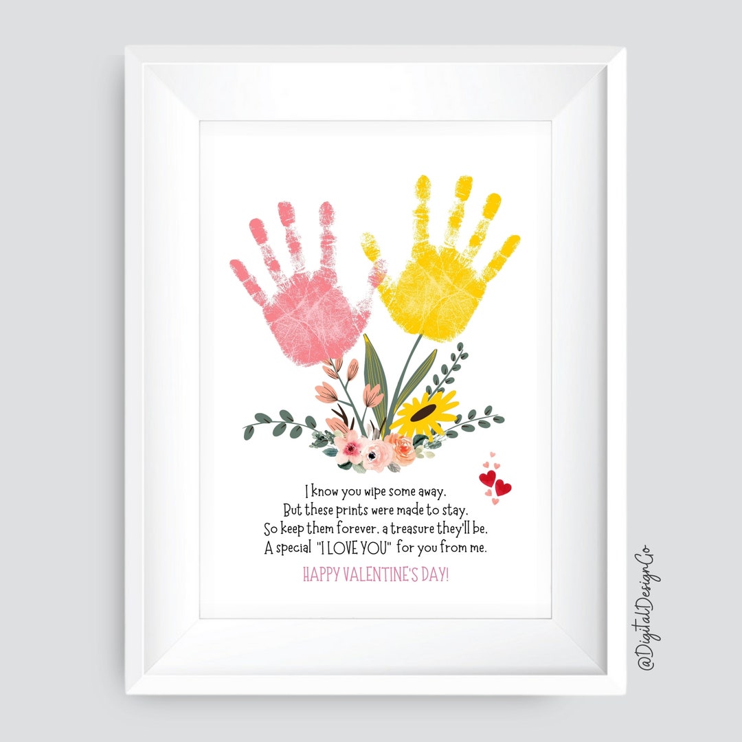Handprint Flower, Happy Valentines Day, Handprint Craft Art for Kids ...
