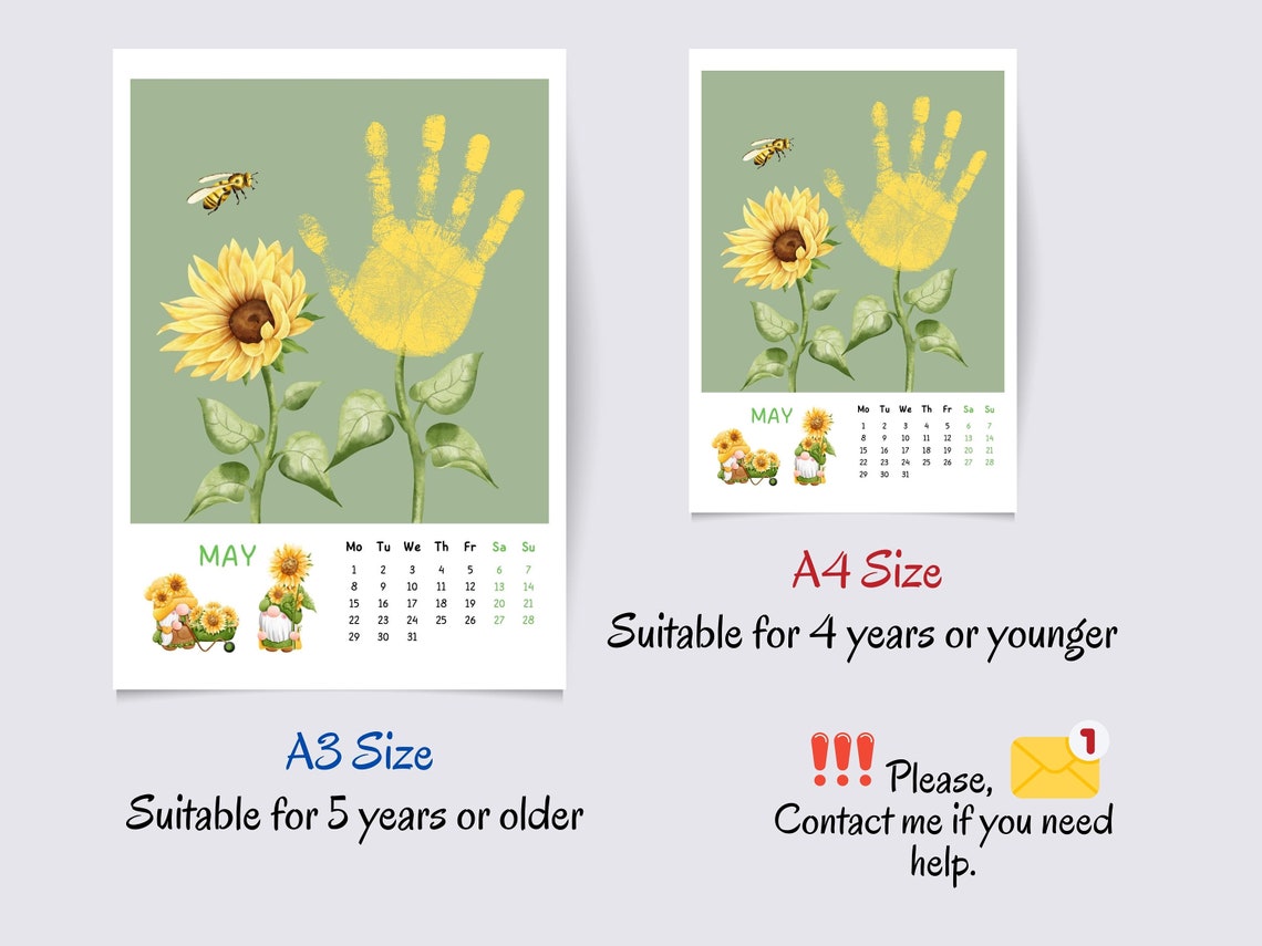 2023 Handprint Footprint Calendar Handprint Art Craft DIY - Etsy UK