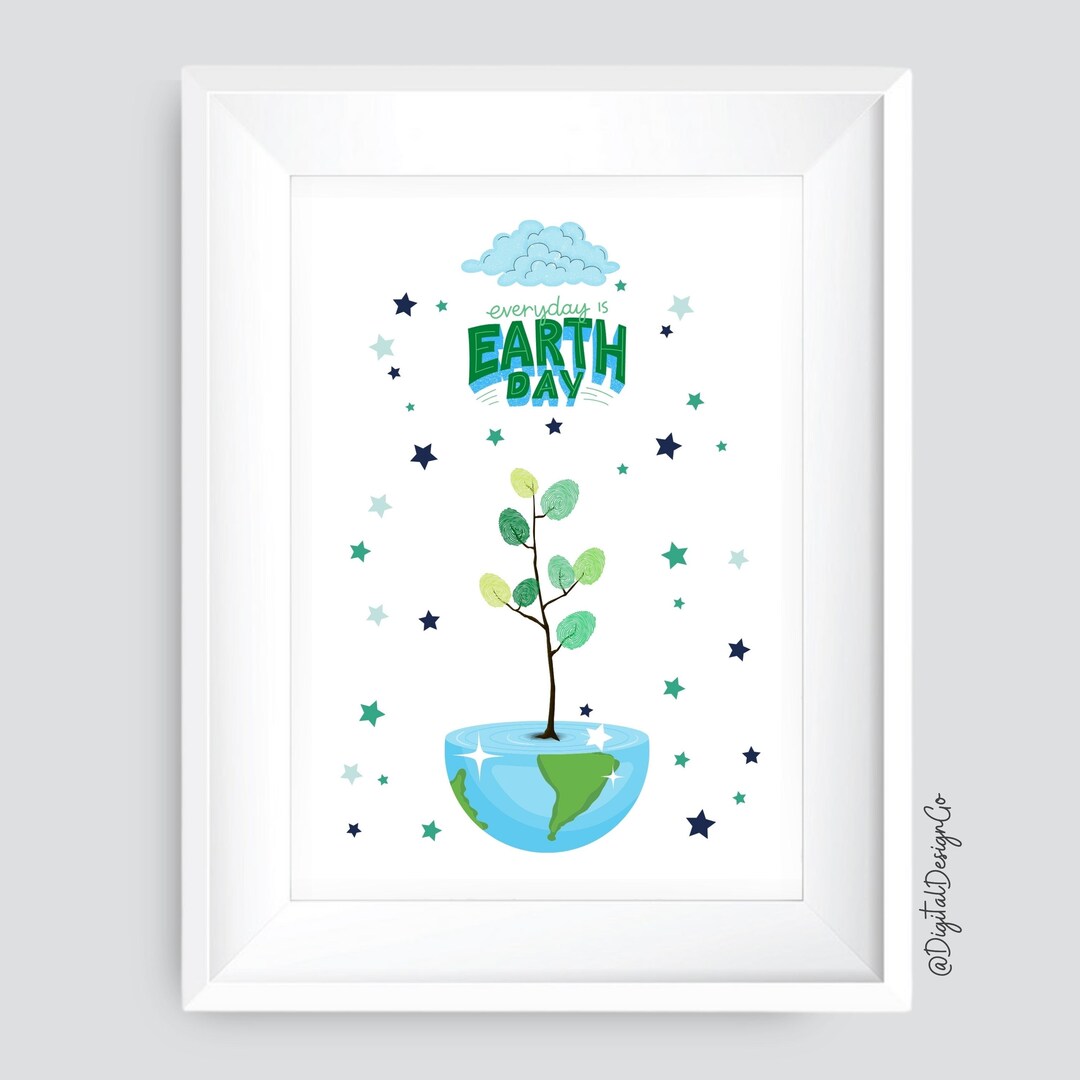 Earth Day Handprint Fingerprint Art Craft, Every Day is Earth Day, Kids ...