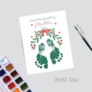 Mistletoe Christmas Footprint Art Craft, Holiday School Activity, Kids ...