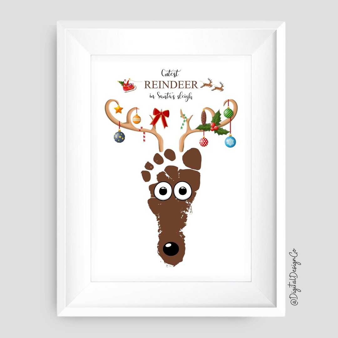 Christmas Reindeer Footprint Art Craft, Kids Baby Toddler, DIY Keepsake ...