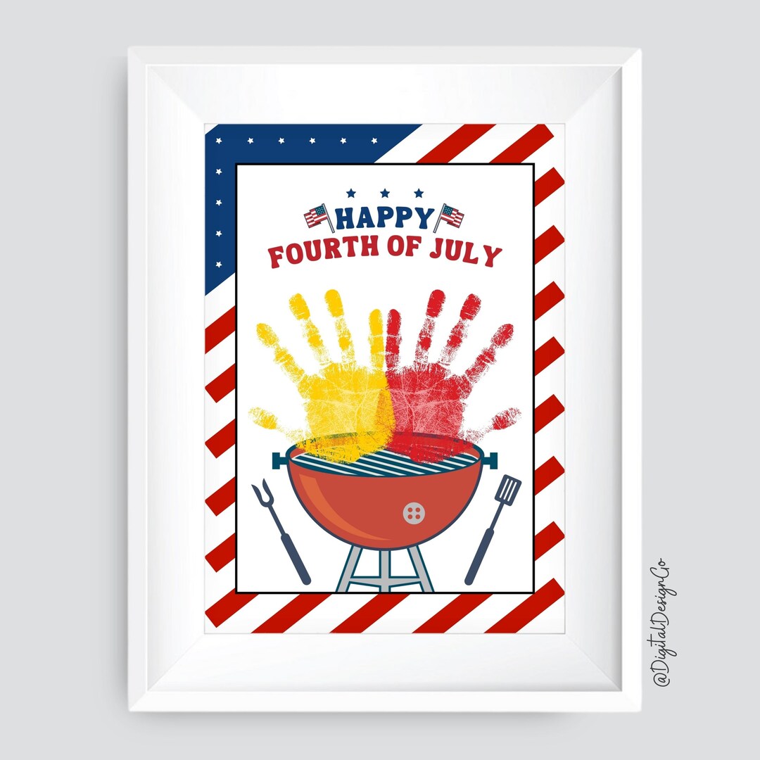Fourth of July Handprint Art Craft Printable, Grill Handprint Craft for ...