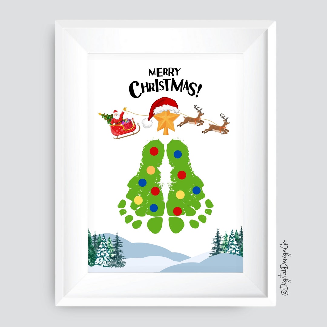 Christmas Tree Footprint Art Craft, Holiday Craft, Merry Christmas ...
