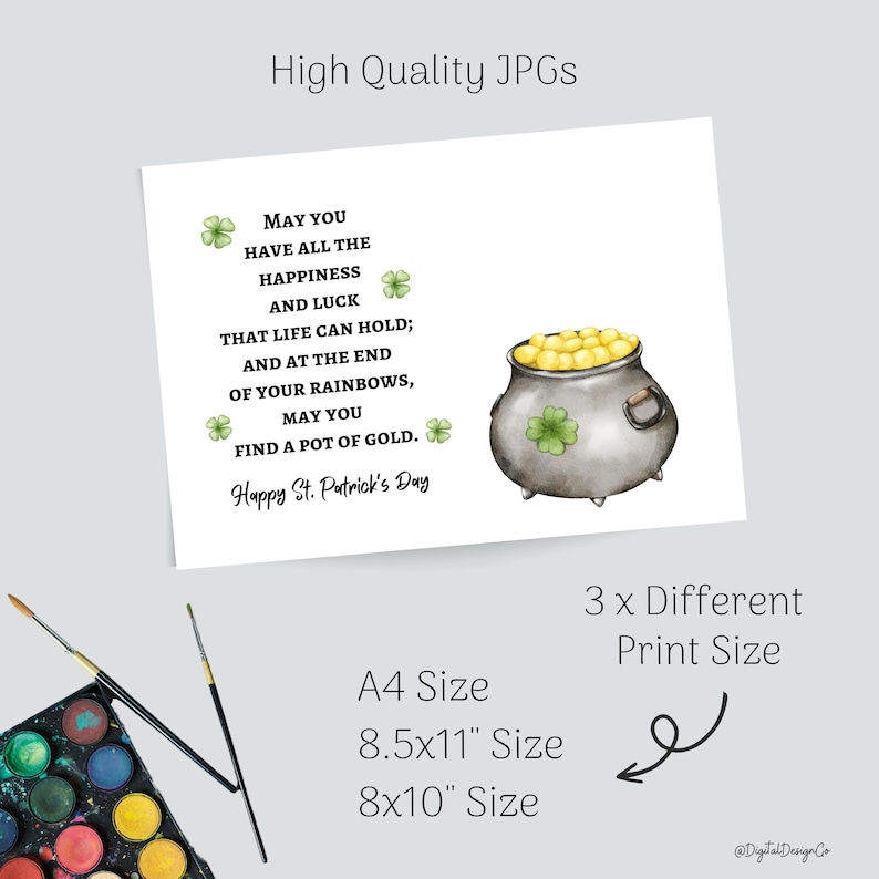 Rainbow Handprint Craft Pot of Gold Poem Happy St - Etsy