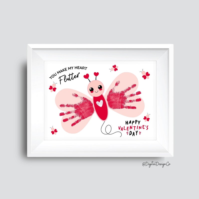 Butterfly Handprint Art Craft Happy Valentine's Day You - Etsy