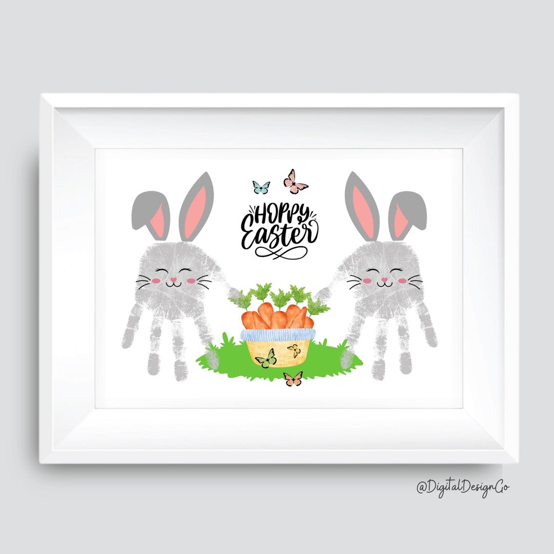Hoppy Easter Handprint Art, Bunny Handprint Craft, Kids Baby Toddler ...