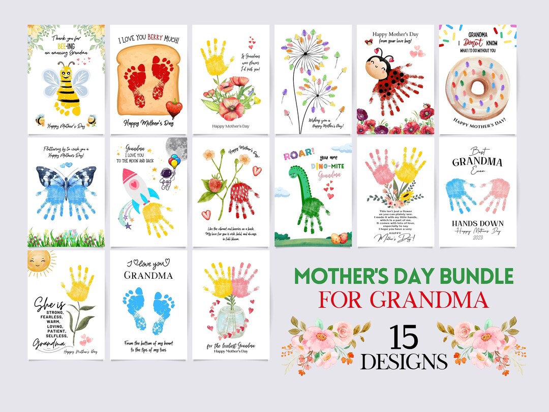 Mother's Day Bundle for Grandma, Footprint Art Craft, Handprint Art ...