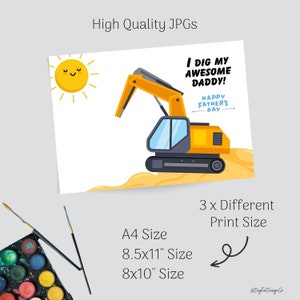 Fathers Day Handprint Craft, I Dig My Awesome Daddy, Happy Fathers Day, Kids Baby Toddler ...