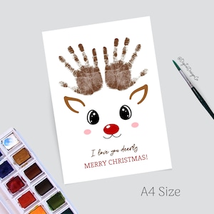 Christmas Handprint Art, I Love You Deerly, Christmas Reindeer Craft ...