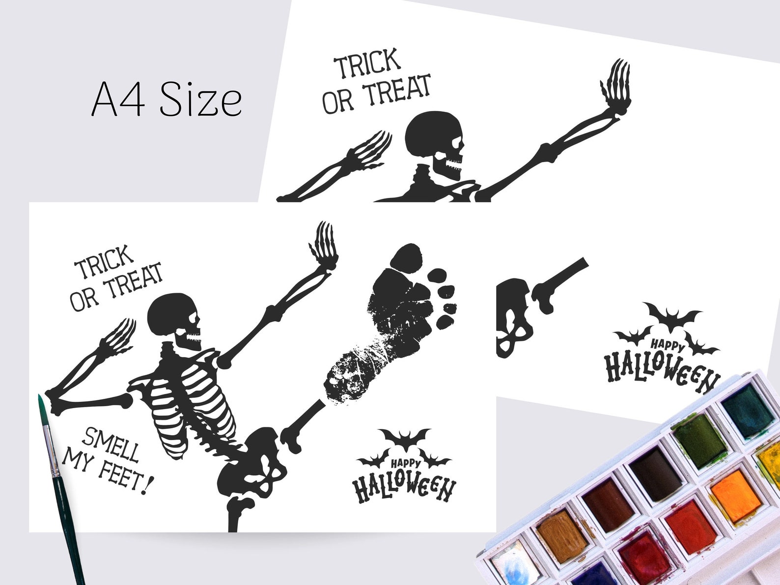 Halloween Footprint Art Skeleton Trick or Treat Smell My - Etsy