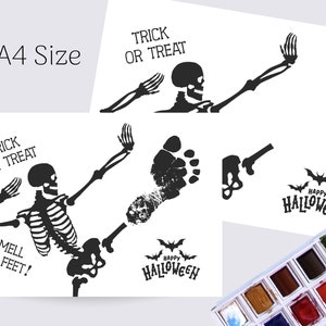 Halloween Footprint Art Skeleton Trick or Treat Smell My - Etsy