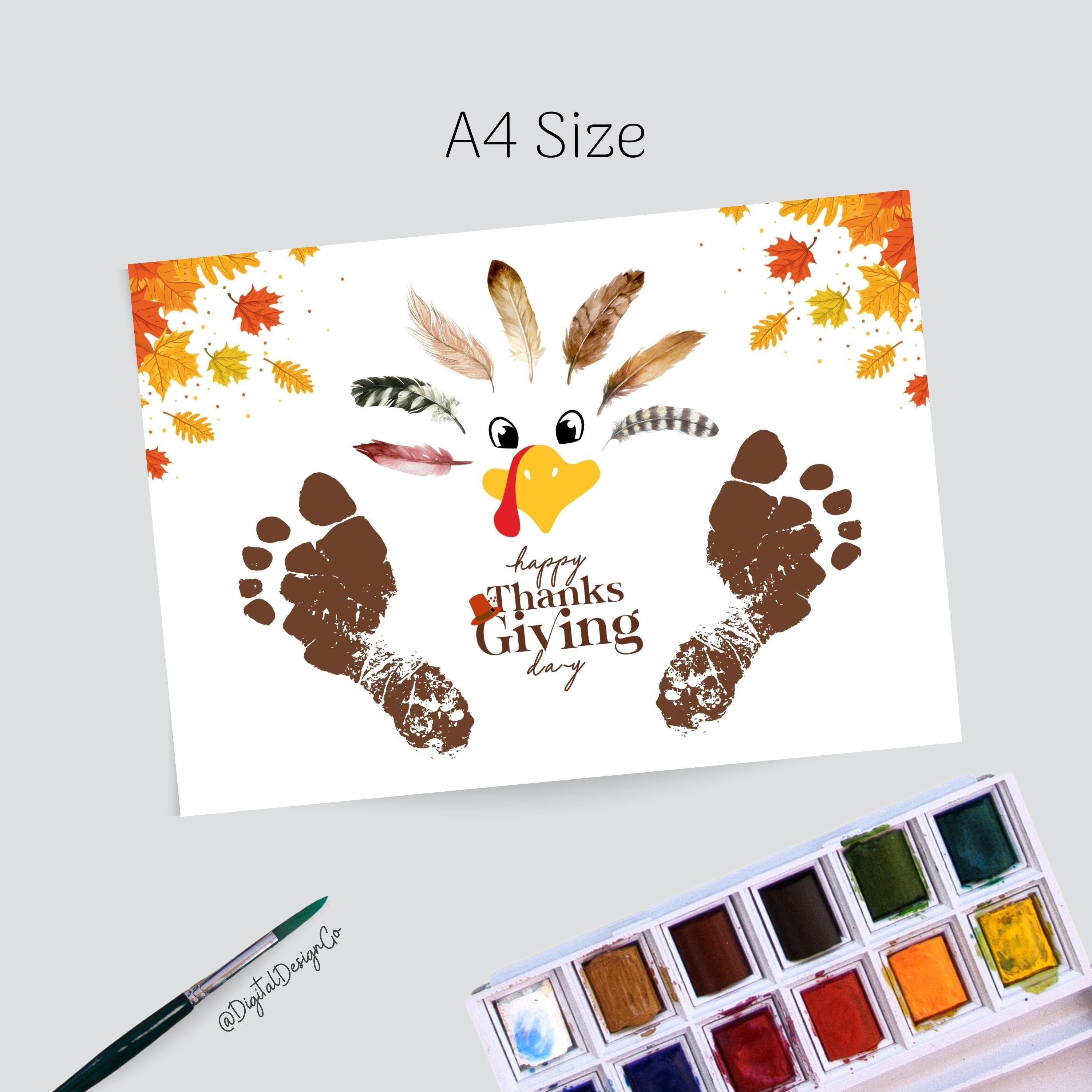 Happy Thanksgiving Day, Turkey Footprint Art Craft, Thanksgiving Craft ...