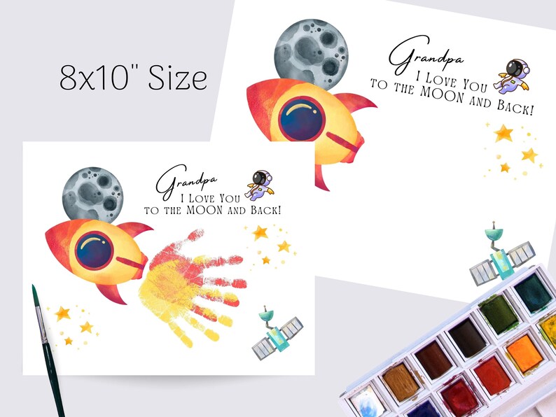 Grandpa I Love You to the Moon and Back Handprint Art Rocket - Etsy