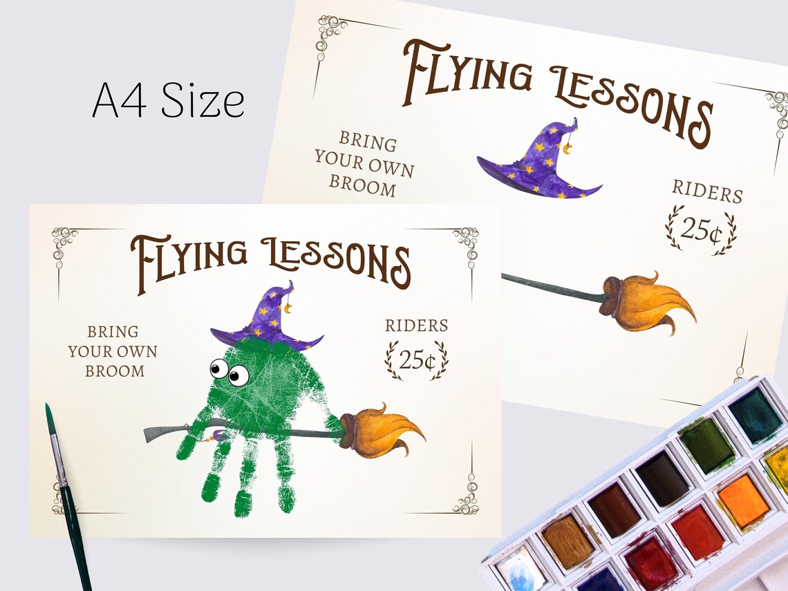Halloween Handprint Art Flying Lessons Halloween Decor - Etsy