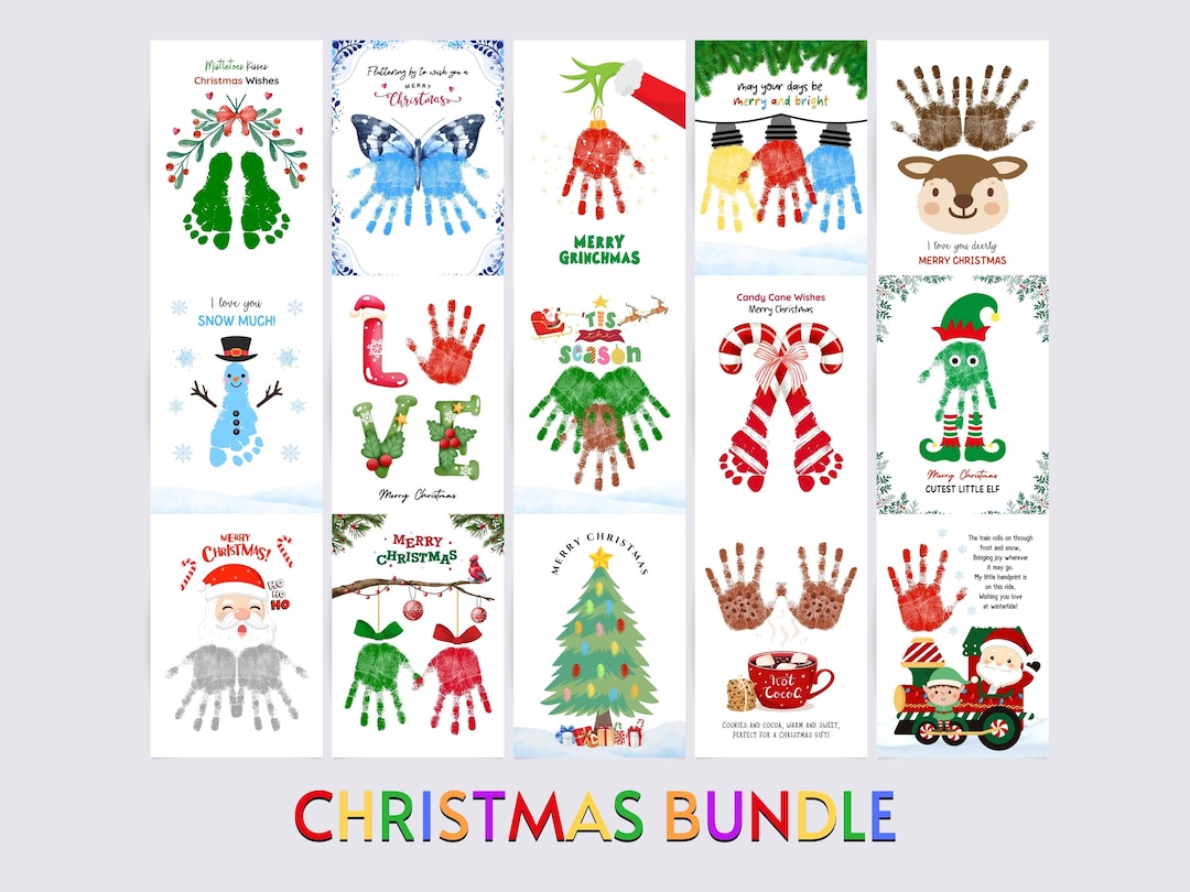 Christmas Handprint Footprint Art Craft, Christmas Bundle, Kids Baby ...