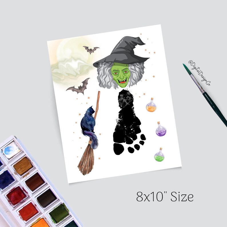 Halloween Footprint Art Craft, Witch Footprint Craft for Kids Baby ...