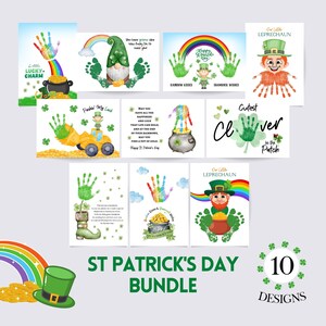 St Patrick's Day Handprint Footprint Craft Bundle, Clover Leprechaun ...