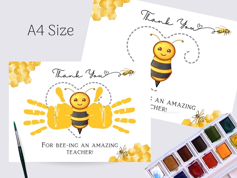 Teacher Handprint Art Craft Teacher Gift Bee Thank You DIY - Etsy UK