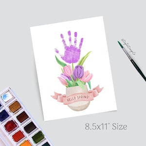 Spring Handprint Art Craft, Hello Spring, Tulip Handprint Craft for ...